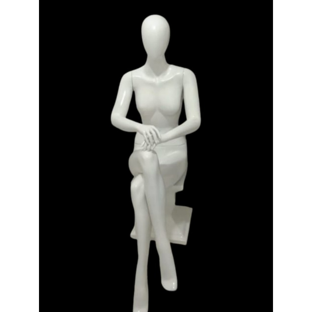 Jual Patung Manekin Full Body Alien FiberGlass Duduk Wanita Warna Putih ...