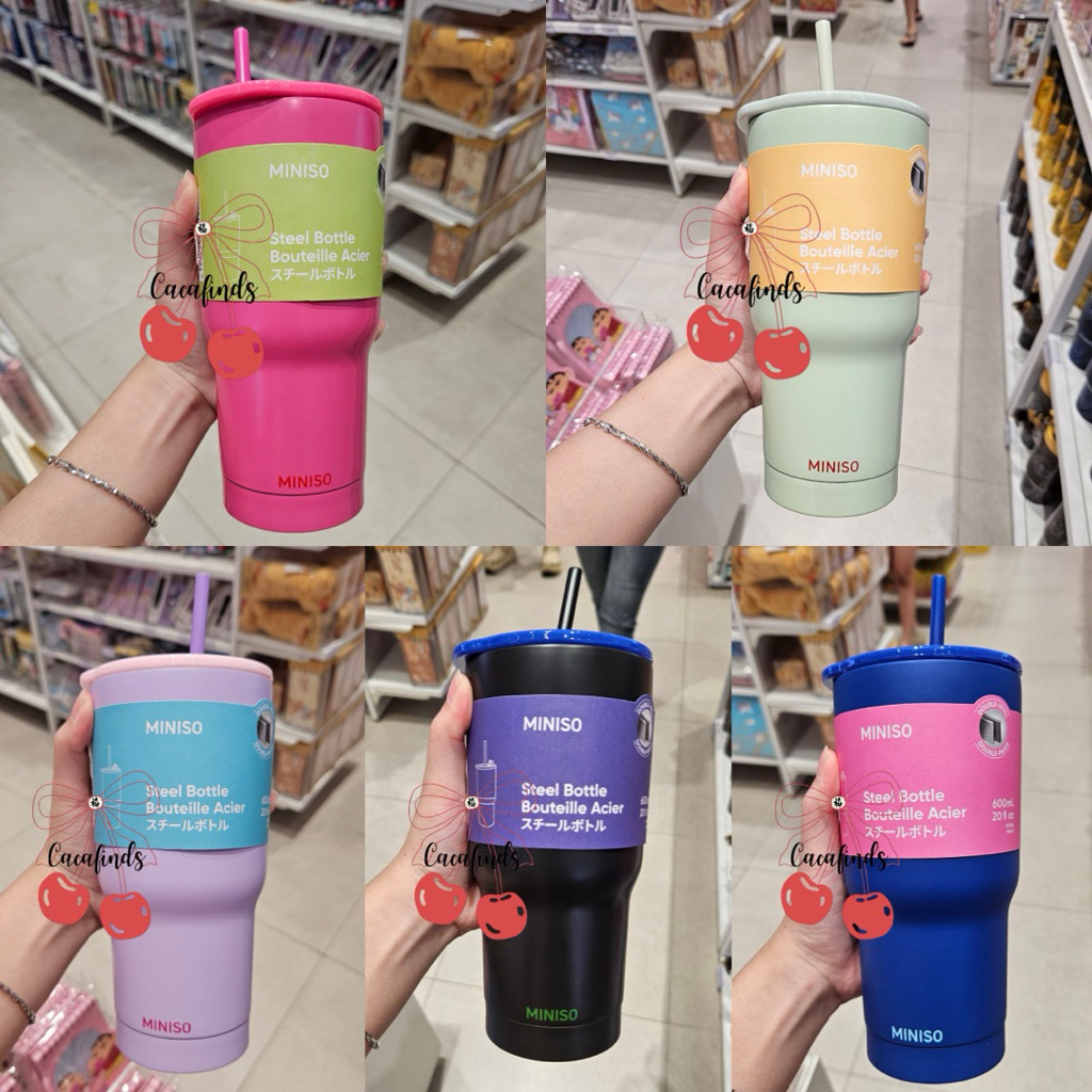 Jual MINISO‼️Botol Minum Stainless Sedotan Colorful Double Wall ...
