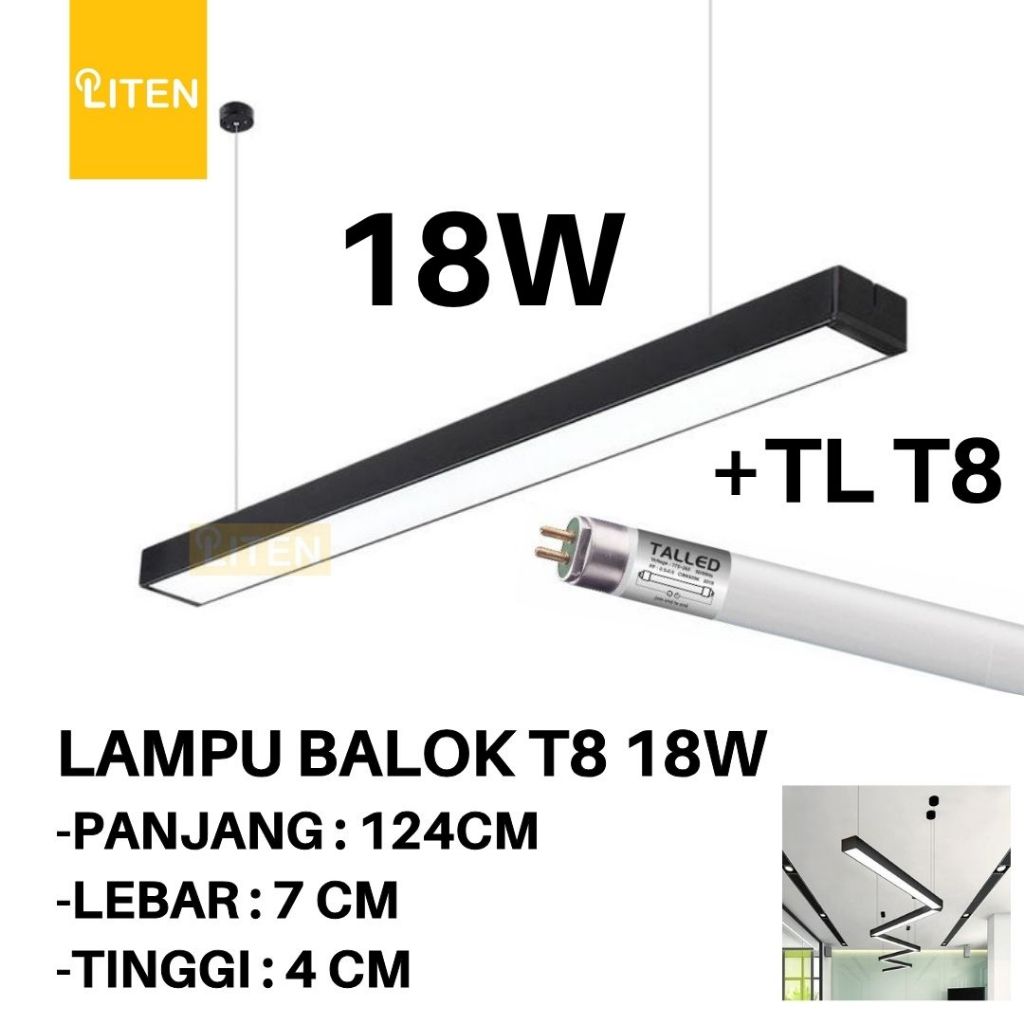 Jual Kap Lampu Gantung Office TL Linear T8 LED 18 Watt Downlight Plafon ...