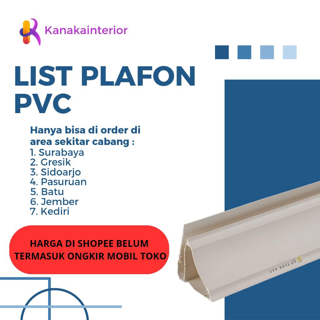 Jual ️ PERBATANG ️ LIST PLAFON PVC LIS PVC PANJANG 4 METER | LIS PINGGIR LIS SIKU LIS SAMBUNG ...