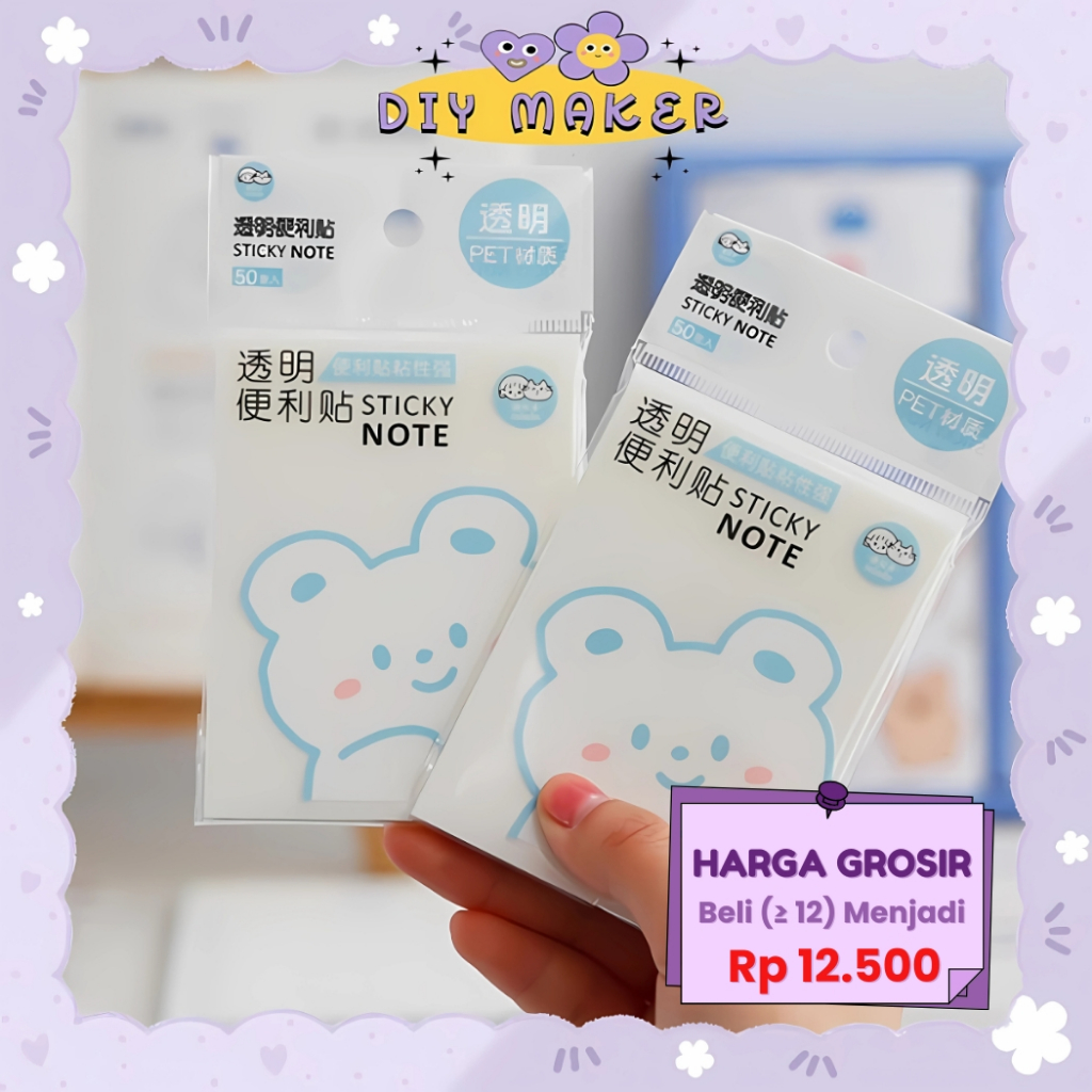 Jual DM Kertas Transparan Sticky Note Transparan Untuk Jiplak Gambar ...