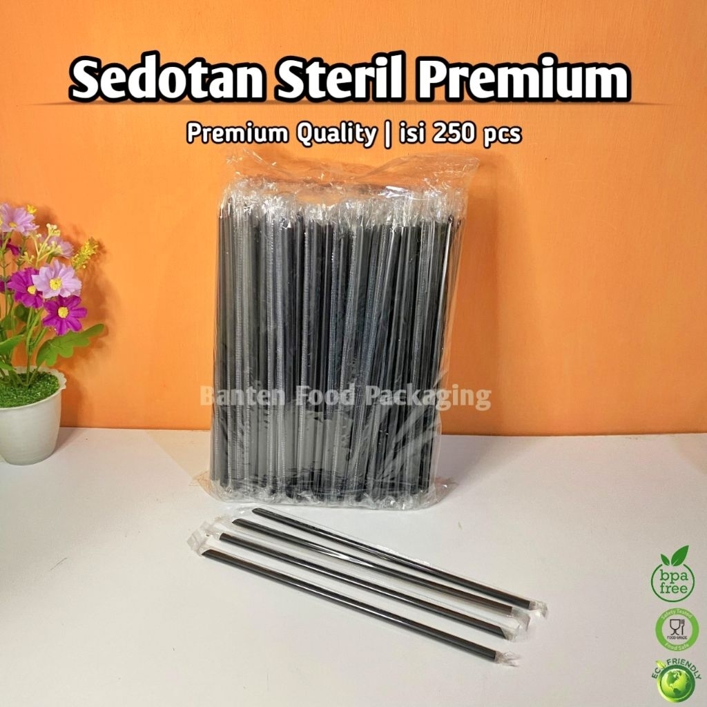 Jual (250PCS) Sedotan Steril Hitam premium | Sedotan Plastik food grade ...