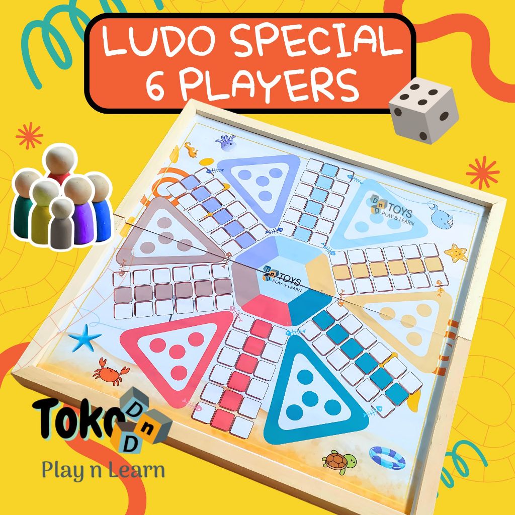 Jual Mainan Anak dan Keluarga Boardgame Ludo Kayu Special 6 Players ...