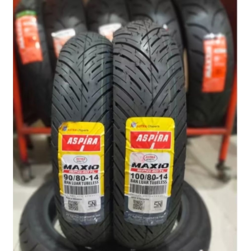 Jual BAN LUAR TUBELES ASPIRA MAXIO SPR 40 (90/80-14 & 100/80-14) ASPIRA ...