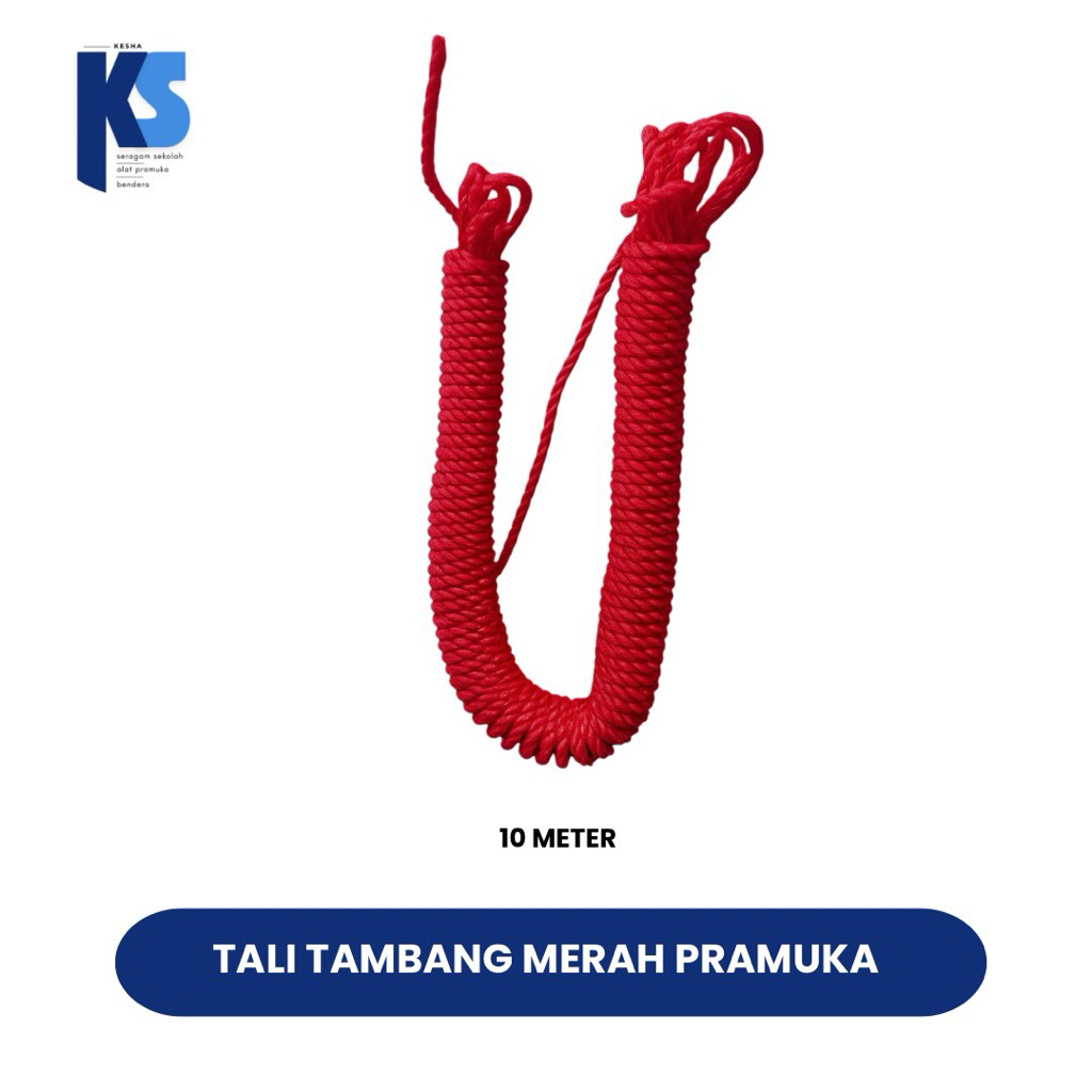 Jual Tali tambang pramuka merah plastik 10 meter / tali tenda pramuka ...