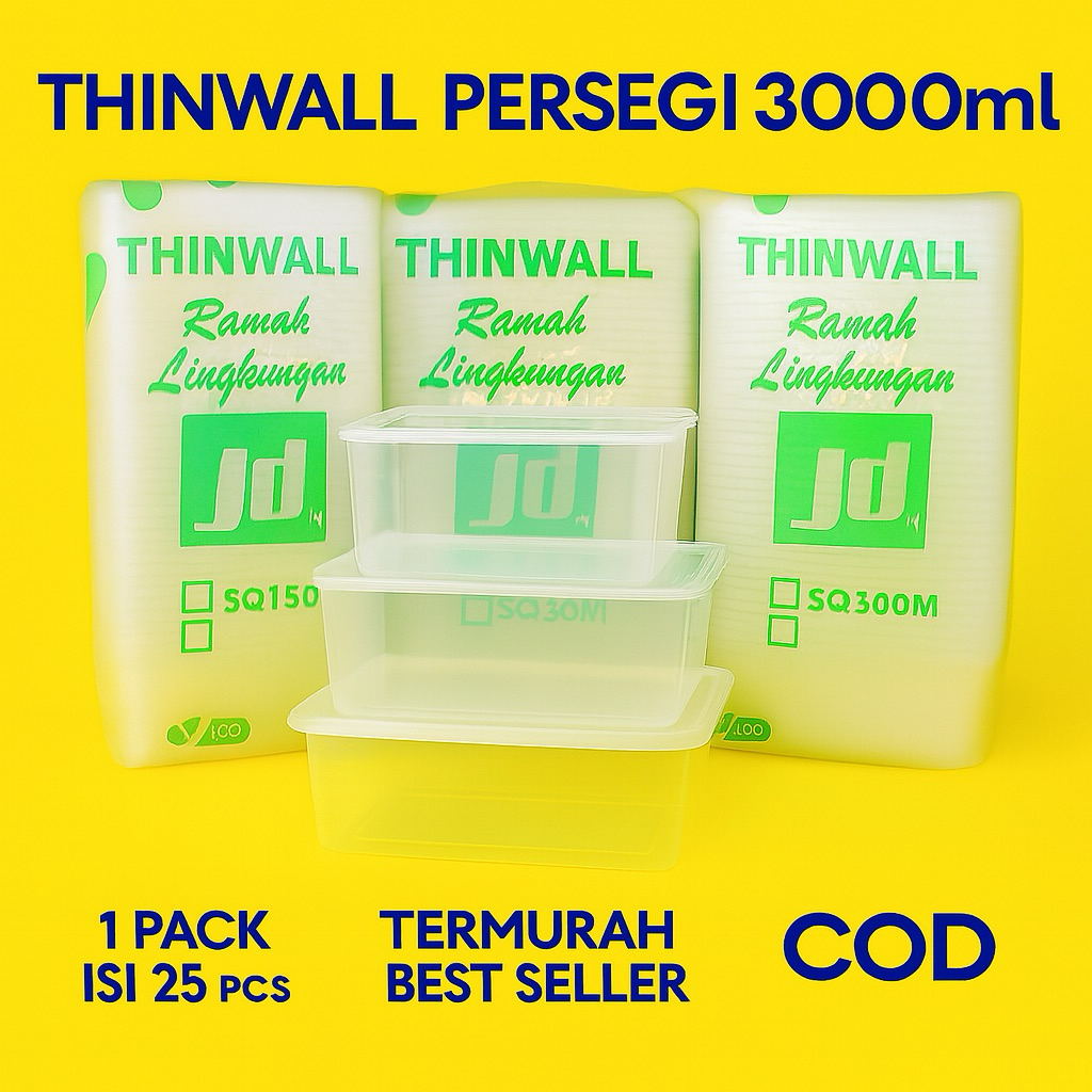Jual Thinwall Makanan 3000ml Kotak Bening JD – Wadah Plastik Besar Food ...