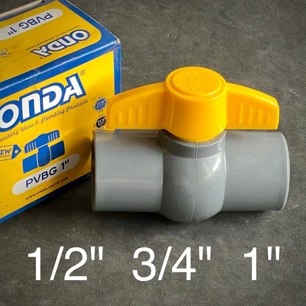 Jual Stop kran Ball Valve PVC 1/2" 3/4" 1" Onda PVBG (Polos) / Onda ...