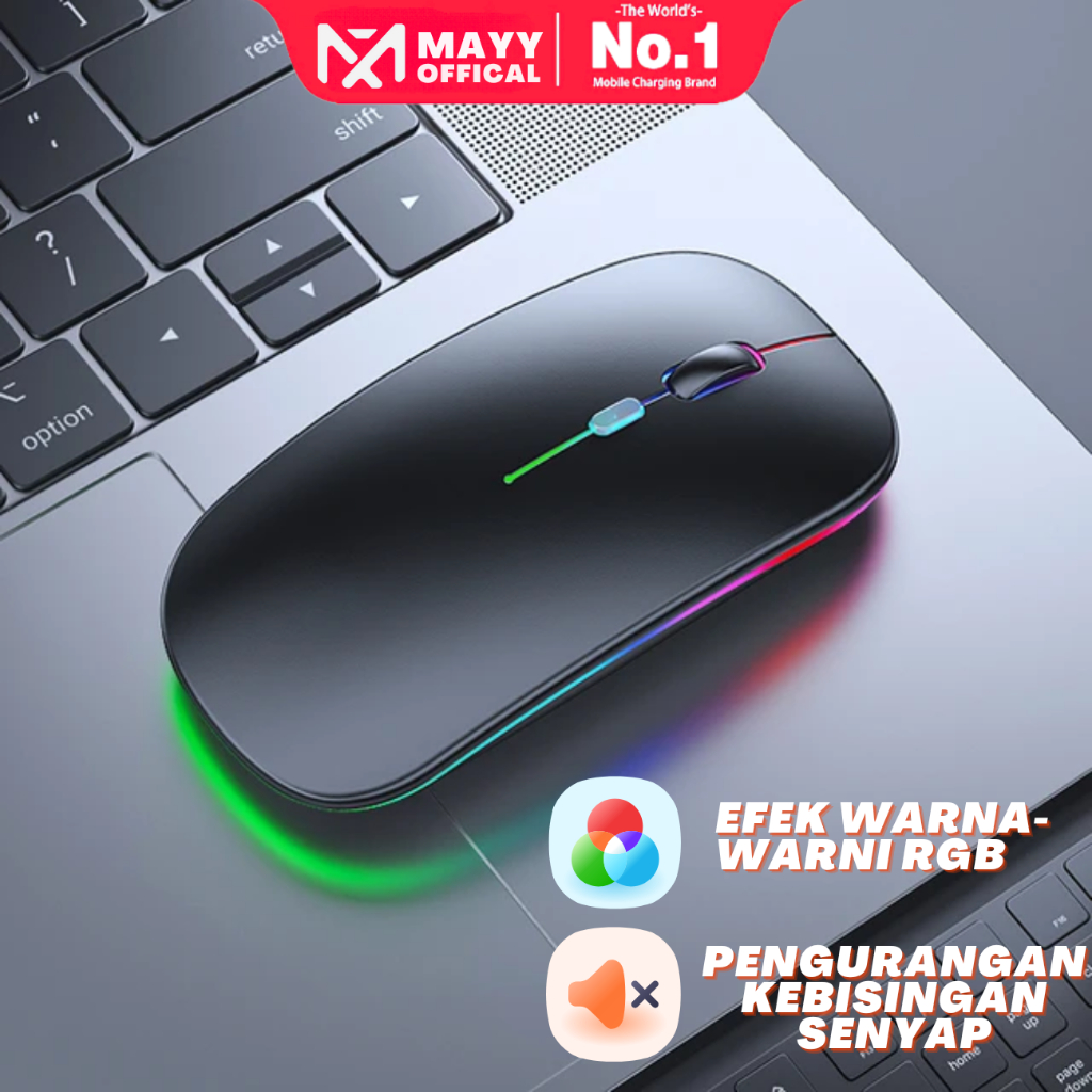 Jual Mayy official id Mouse wireless+bluetooth mouse gaming silent ...