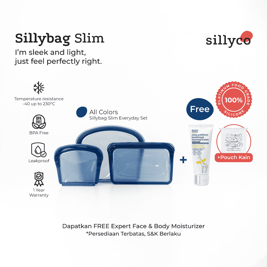 Jual Sillyco - Sillybag Slim Everyday Set - 100% Platinum Food Grade Silicone Bag Leakproof BPA ...