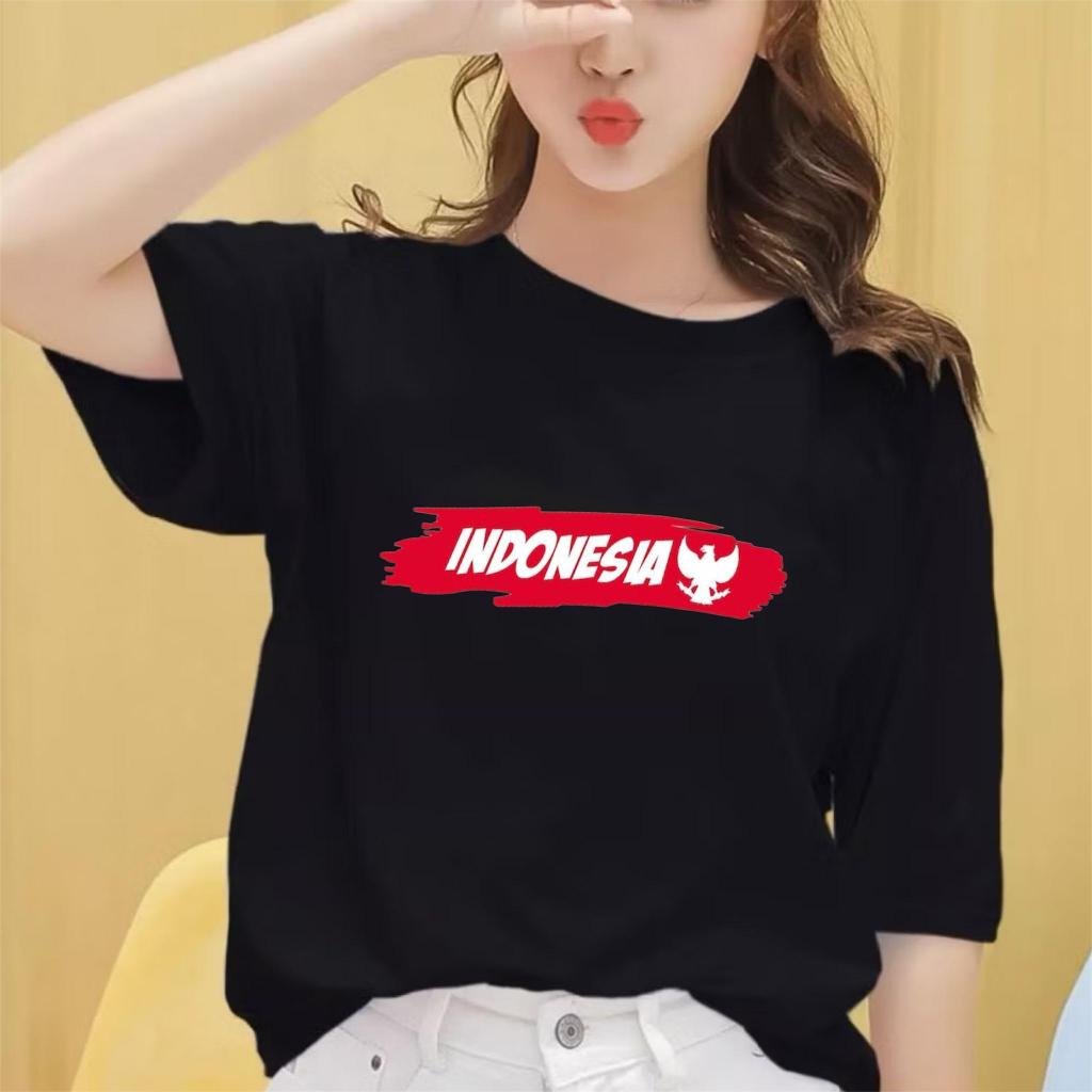 Jual Kaos T-shirt Kemerdekaan Indonesia Hut Ri Tulisan Indonesia Lambang Burung Garuda Atasan ...