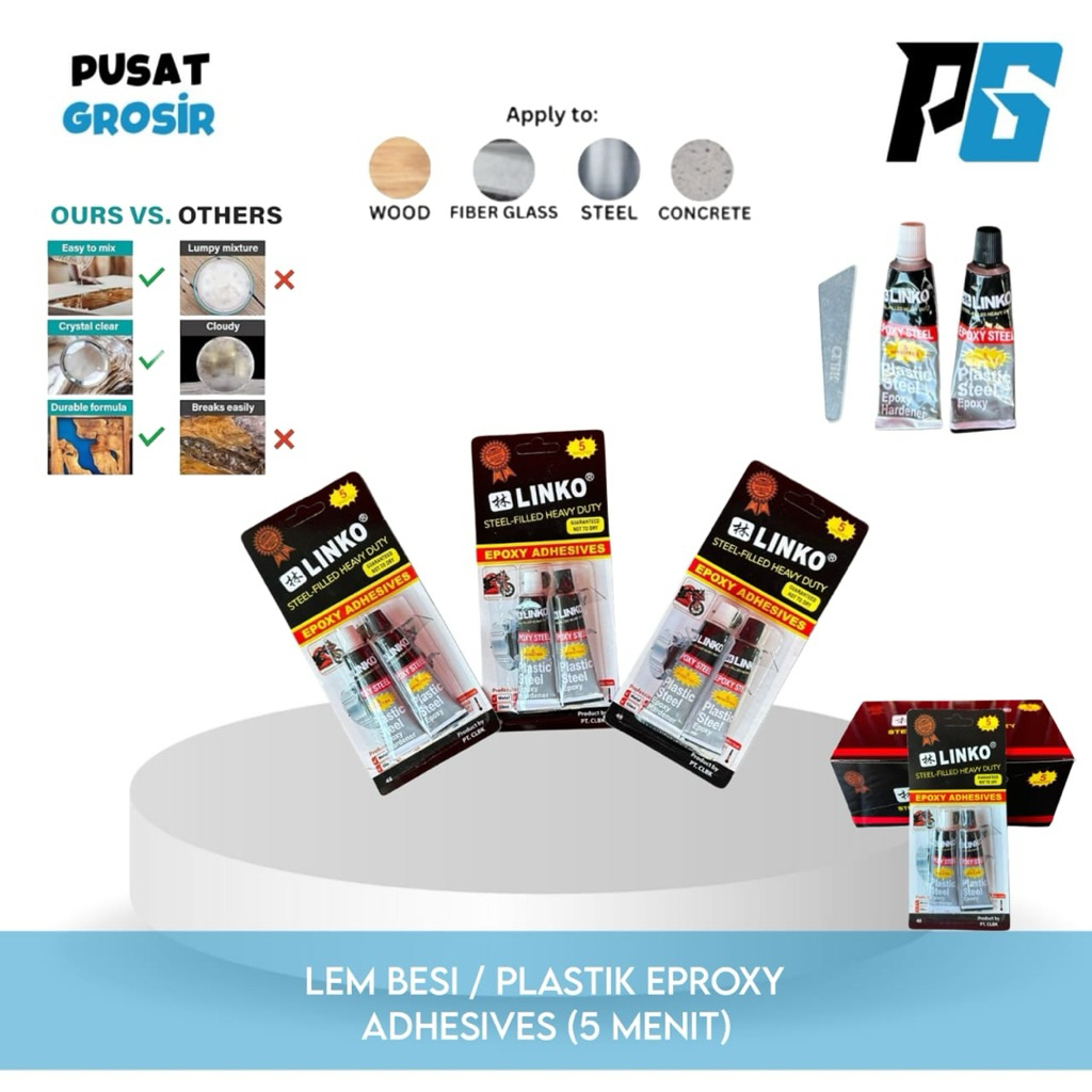 Jual ( L5M ) Lem Epoxy Besi Adhesives 5 Menit Cepat Kering 2in1 Super ...