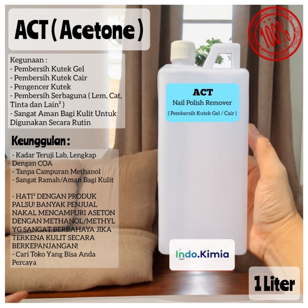 Jual ACETONE 1LITER / ASETON 1LITER/ PEMBERSIH Cat Kuku / Kutek ( Nail Polish Remover ) | Shopee ...