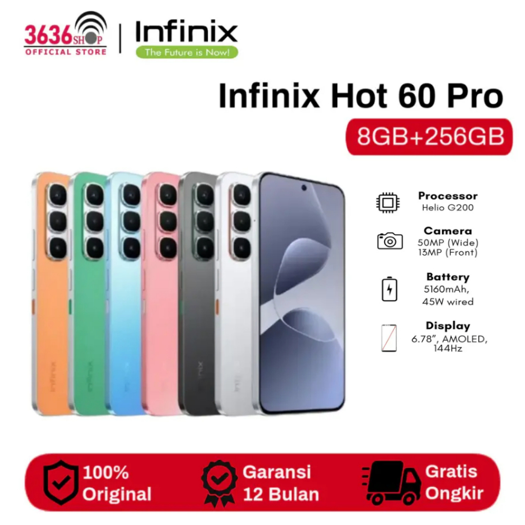 Jual Infinix Hot 60 Pro NFC [8GB+256GB] - Display Type AMOLED 6.78 ...