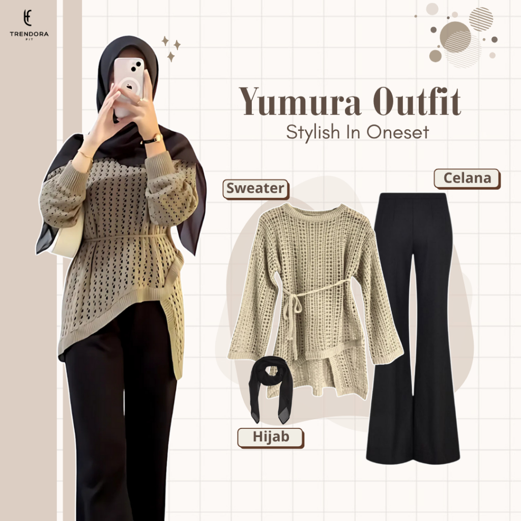 Jual Outfit One Set Wanita Kekinian (Sweater Jaring Knit + Celana ...
