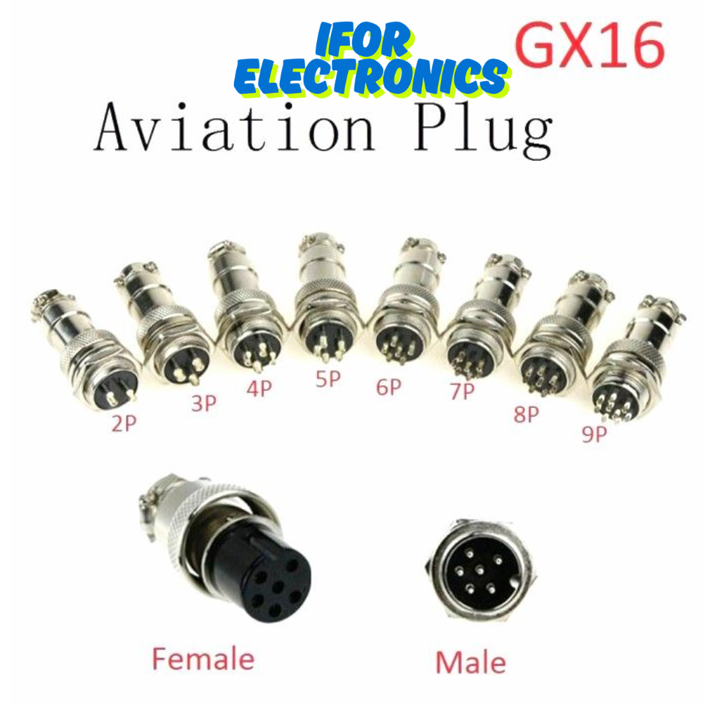 Jual SOKET AVIATION PLUG GX16 AVIATOR MALE FEMALE 2P 3P 4P 5P 6P 7P 8P ...
