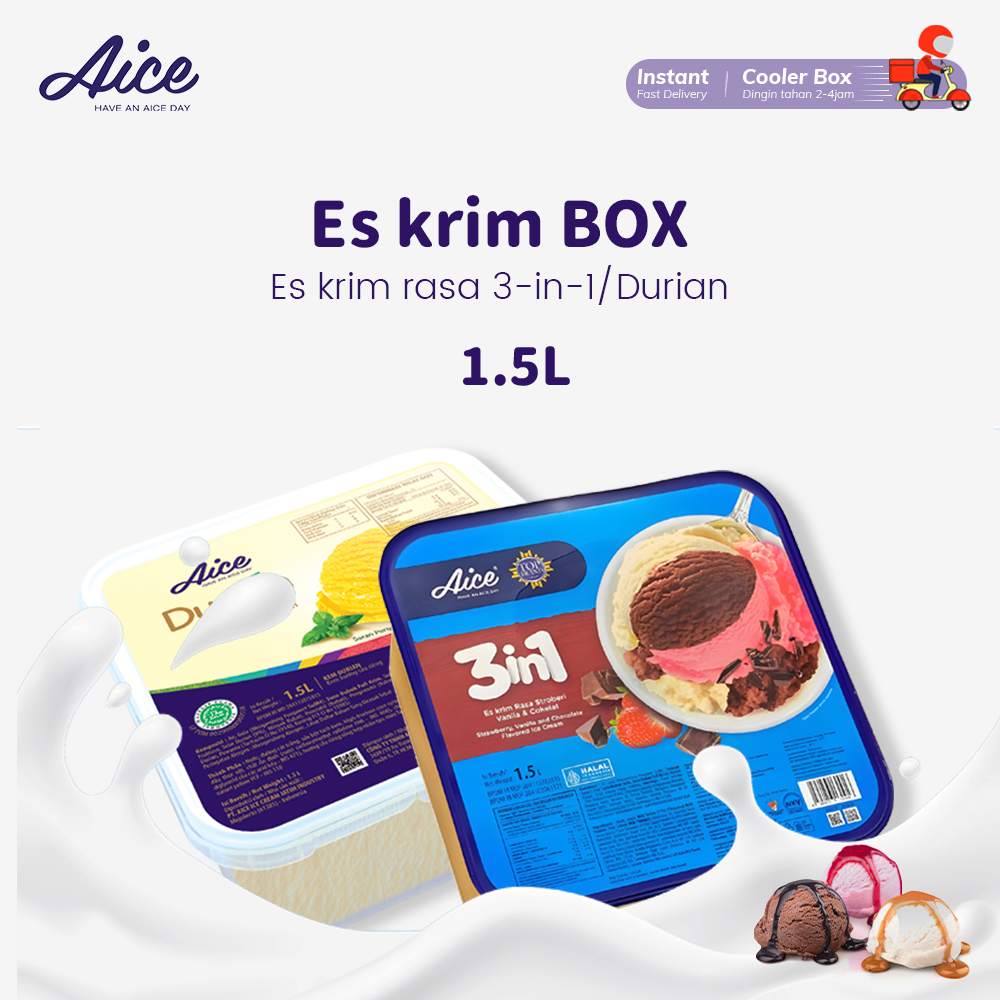 Jual AICE Ice Cream Box Es Krim 1.5 Liter/aice Es Krim Rasa 3 In 1/Es ...