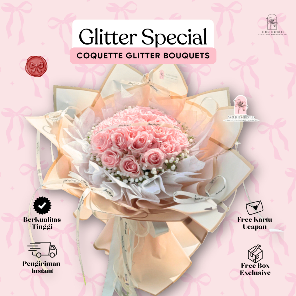 Jual COQUETTE GLITTER BOUQUETS - Buket Bunga Mawar Artificial Rose ...