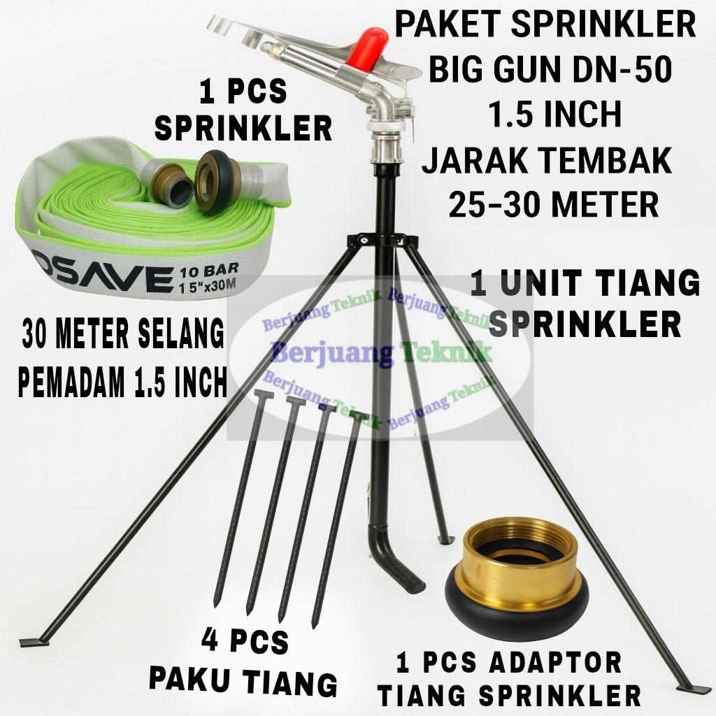 Jual Paket Sprinkler Big Gun DN-50 1.5 Inch jarak tembak 25-30 meter ...