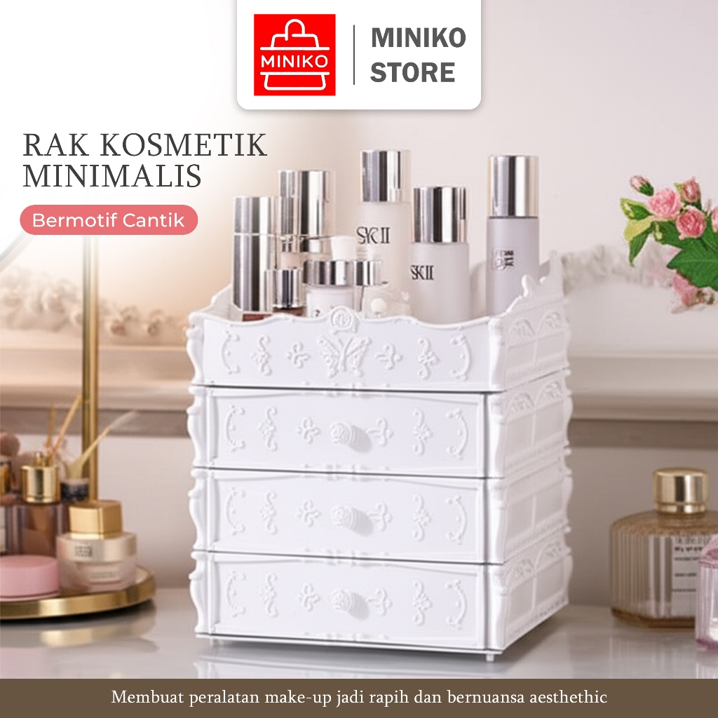 Jual Rak Kosmetik Putih Bermotif 2 dan 3 Tingkat Rak Make Up Plastik ...