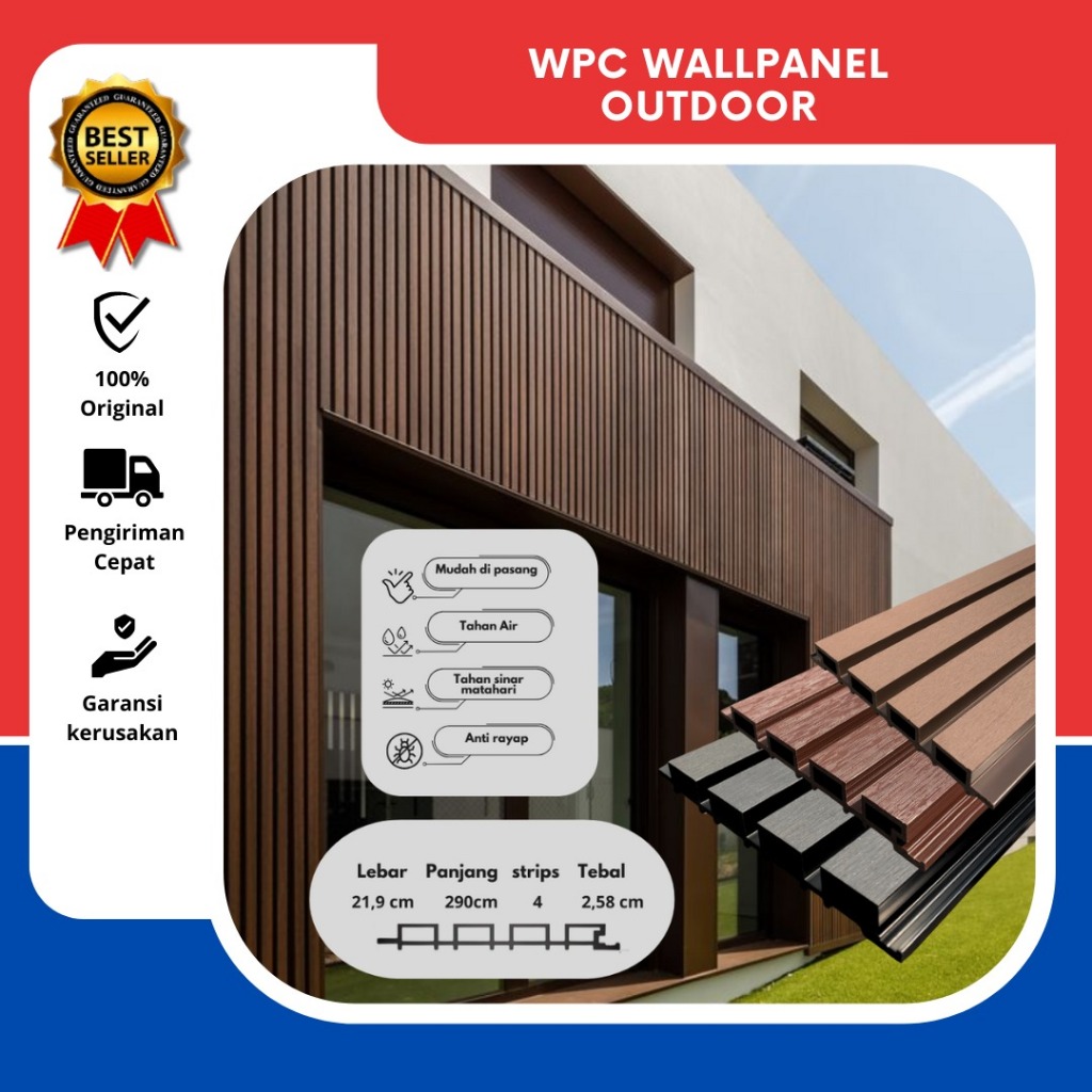 Jual WPC Outdoor Wood Panel Kisi Kisi WallPanel Outdoor Dinding /Pagar /Wall Panel Exterior ...