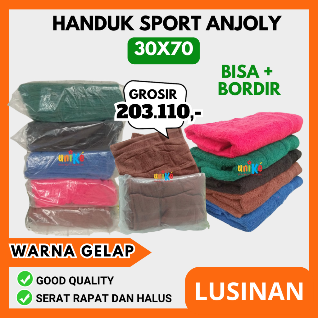 Jual LUSINAN Handuk Kecil 30x70 Anjoly warna GELAP / TUA Grade A isi 12 pcs Souvenir Handuk ...