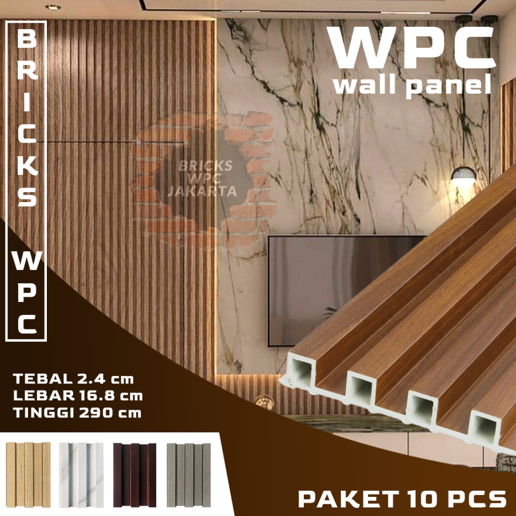 Jual PAKET LENGKAP WPC Wood panel 10 PCS wall Ukuran 2.9 Meter x 16.8 ...