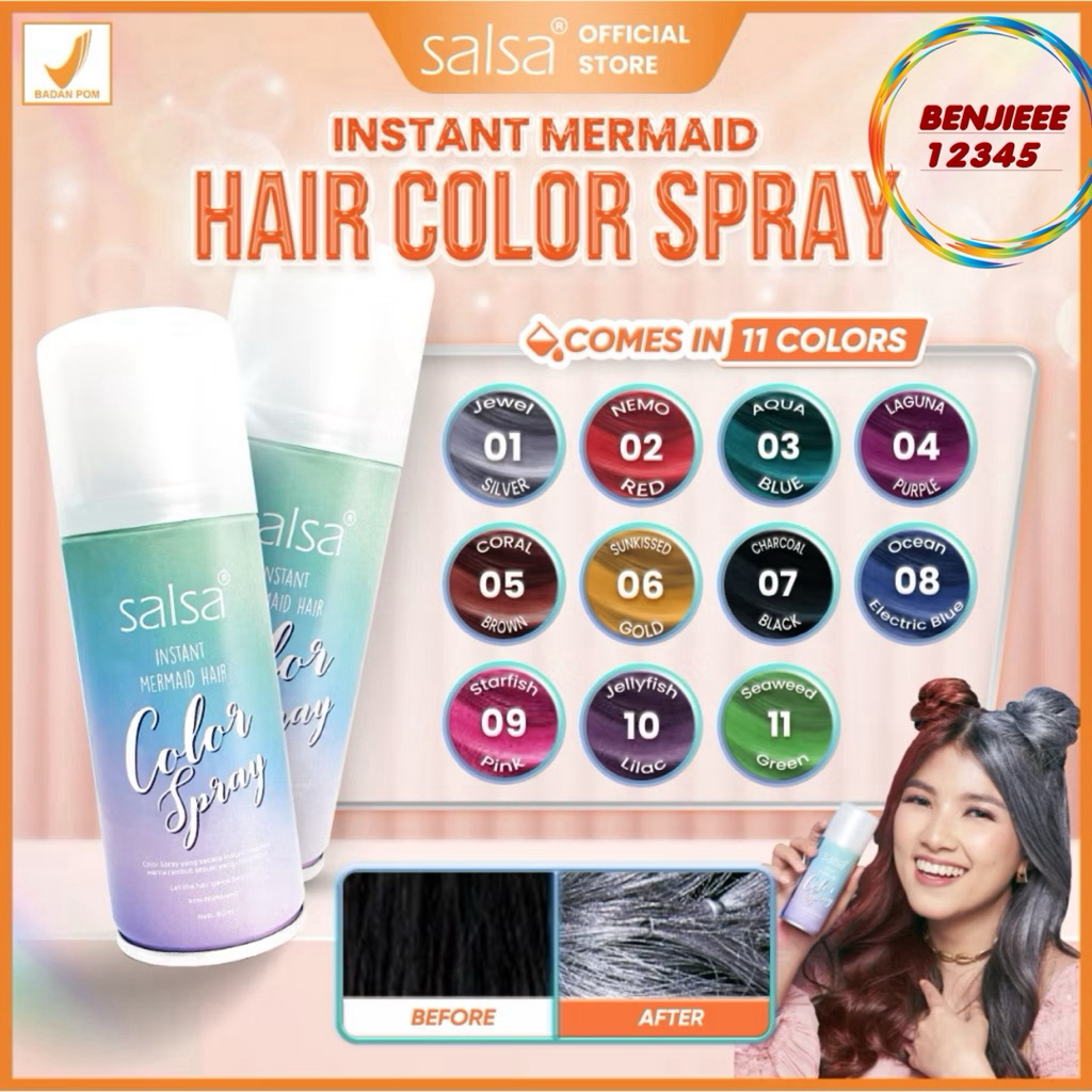 Jual SALSA Instant mermaid hair color spray 80ml semir rambut temporary ...