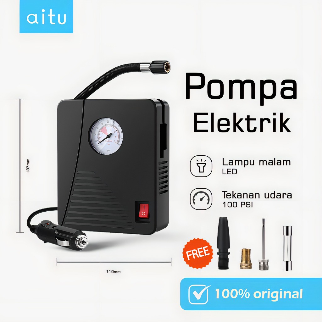 Jual Aitu Pompa Ban Mobil Motor Sepeda Elektrik Pompa Angin Portable ...
