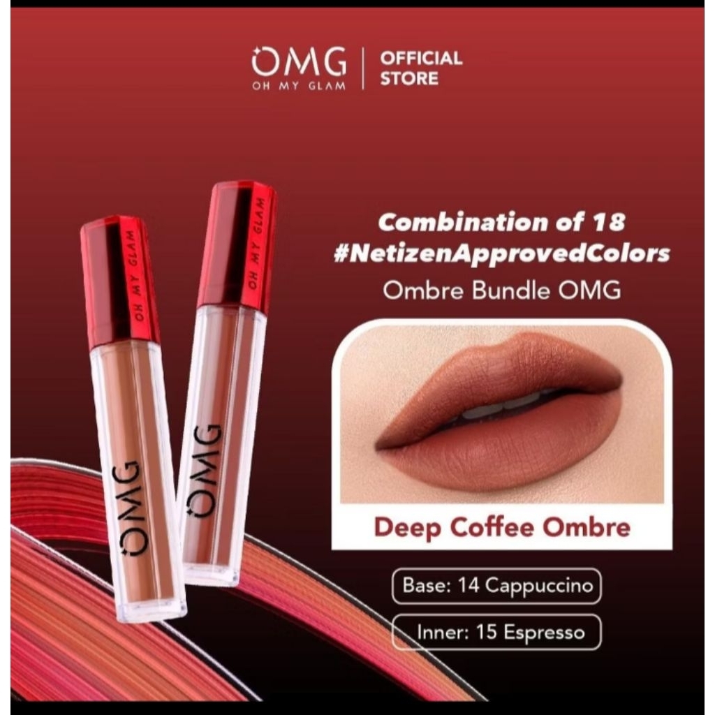 Jual PAKET OMBRE OMG MATTE KISS LIP CREAM | BUNDLING 2 PCS LIP OMG OH MY GLAM LIP CREAM ...