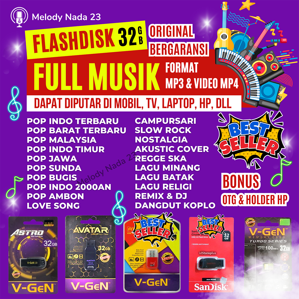 Jual USB FLASHDISK 32GB BERISI FULL MUSIKK FORMAT MP3 DAN MP4 | Shopee ...