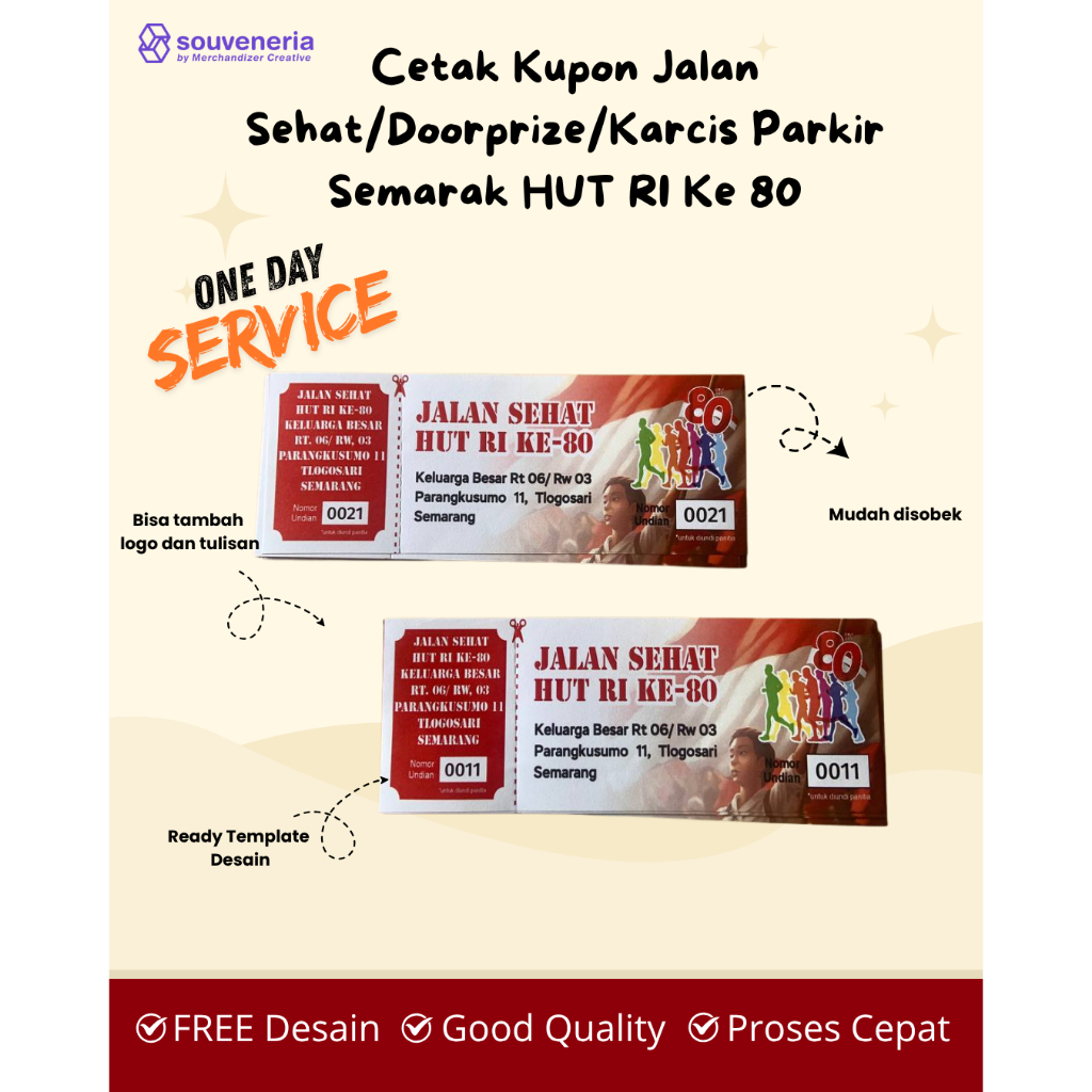 Jual Cetak Kupon Jalan Sehat/Dorprize/Karcis Parkir Acara 17an - Mudah ...
