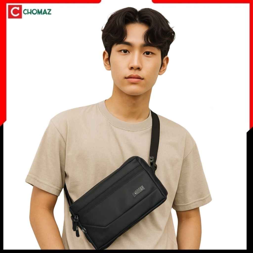 Jual Tas Selempang Pria Hand Bag Cowok Waterproof Tas Slempang Hitam ...