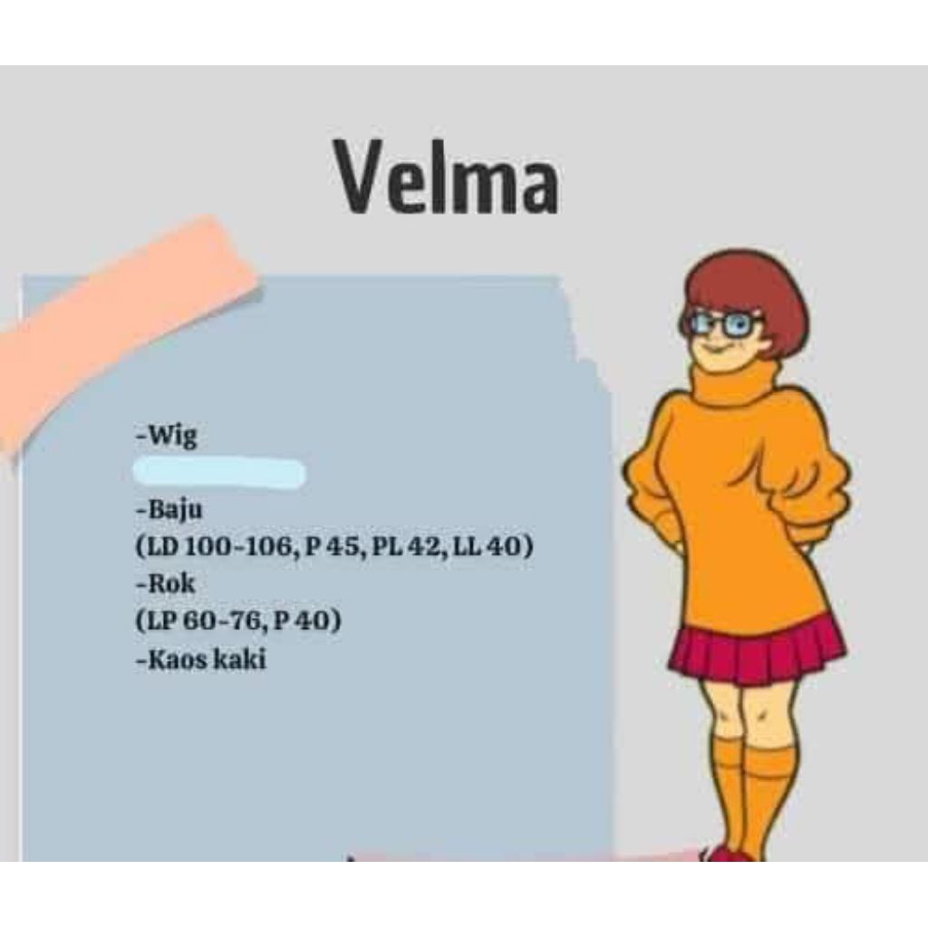 Jual Velma Scooby Doo Fullset Costume Cosplay dan Wig Velma | Shopee ...