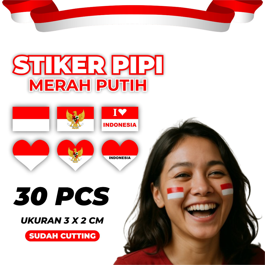 Jual 30 PCS STICKER PIPI BENDERA INDONESIA-STICKER HUT RI BENDERA MERAH ...