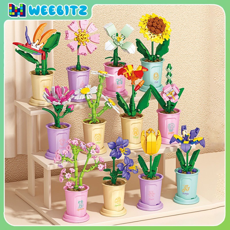 Jual Weebitz Pot Tanaman Blok Bangunan Mini Mainan Edukatif Bunga ...
