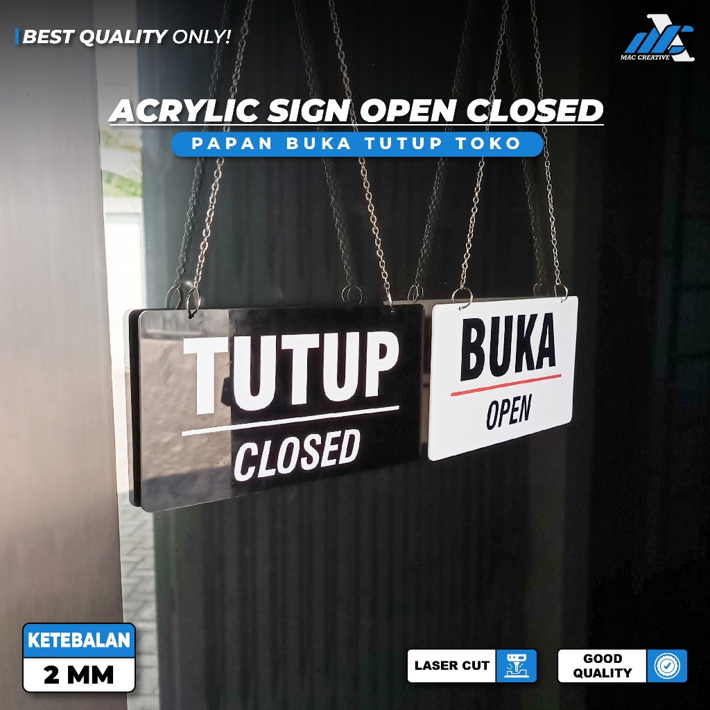 Jual Acrylic Sign Open Closed - Papan Tanda Buka Tutup Toko Usaha Cafe ...