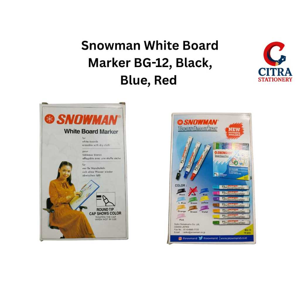Jual SPIDOL SNOWMAN HITAM WHITEBOARD BG-12 / spidol whiteboard (Hitam ...