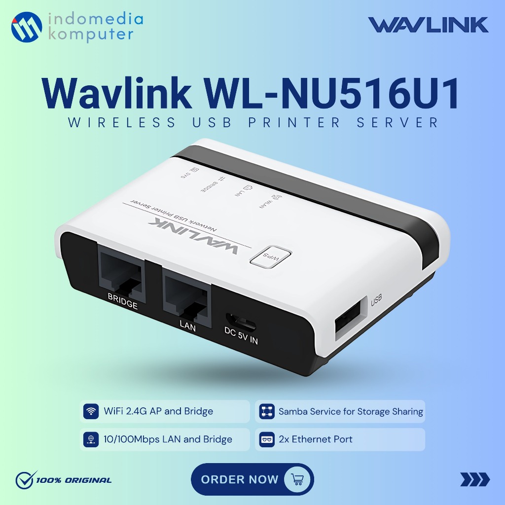 Jual USB Printer server Wavlink WL-NU516UI Wireless USB Printer Server ...