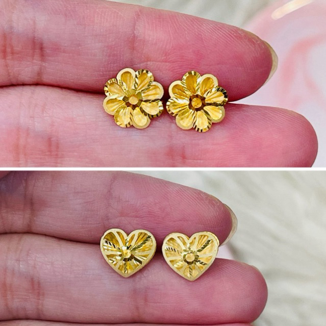 Jual giwang bunga love kristal simple murah elegant emas asli kadar 700 ...