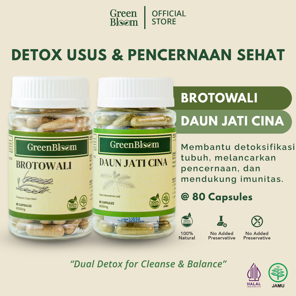 Jual GreenBloom Detox Usus & Hati - Brotowali + Daun Jati Cina | Herbal ...