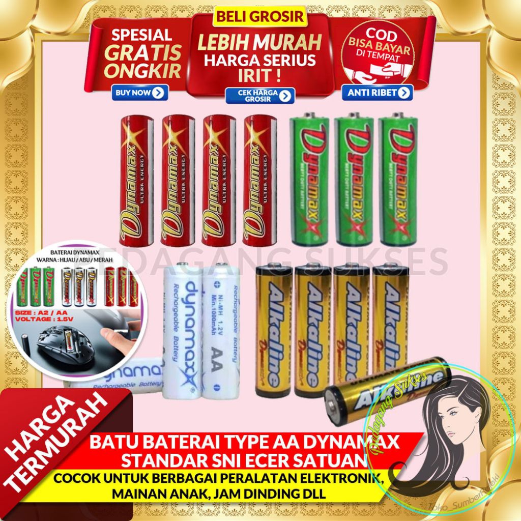 Jual [ ECER ] BATU BATERAI TYPE AA DYNAMAX STANDAR SNI ECER SATUAN | Shopee Indonesia