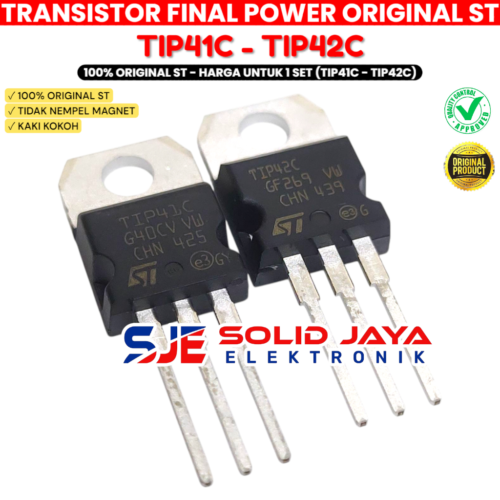 Jual TRANSISTOR TR FINAL ST TIP41 TIP42 C ASLI ORIGINAL TIP41C TIP42C JAPAN TIP 41 TIP 42 ORI ...