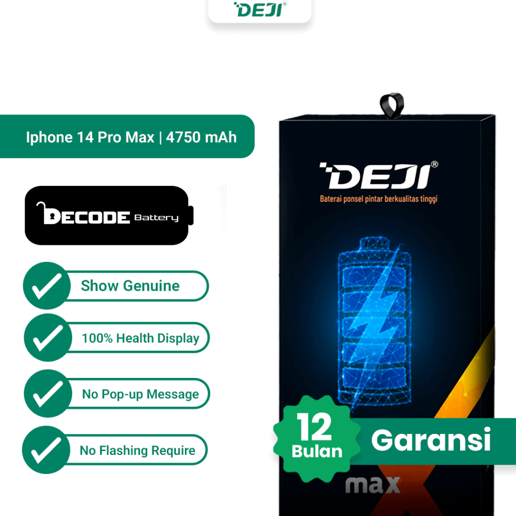 Jual DEJI Baterai iPhone 14 Pro Max Li-ion 4750mAh 4.35V Decode ...