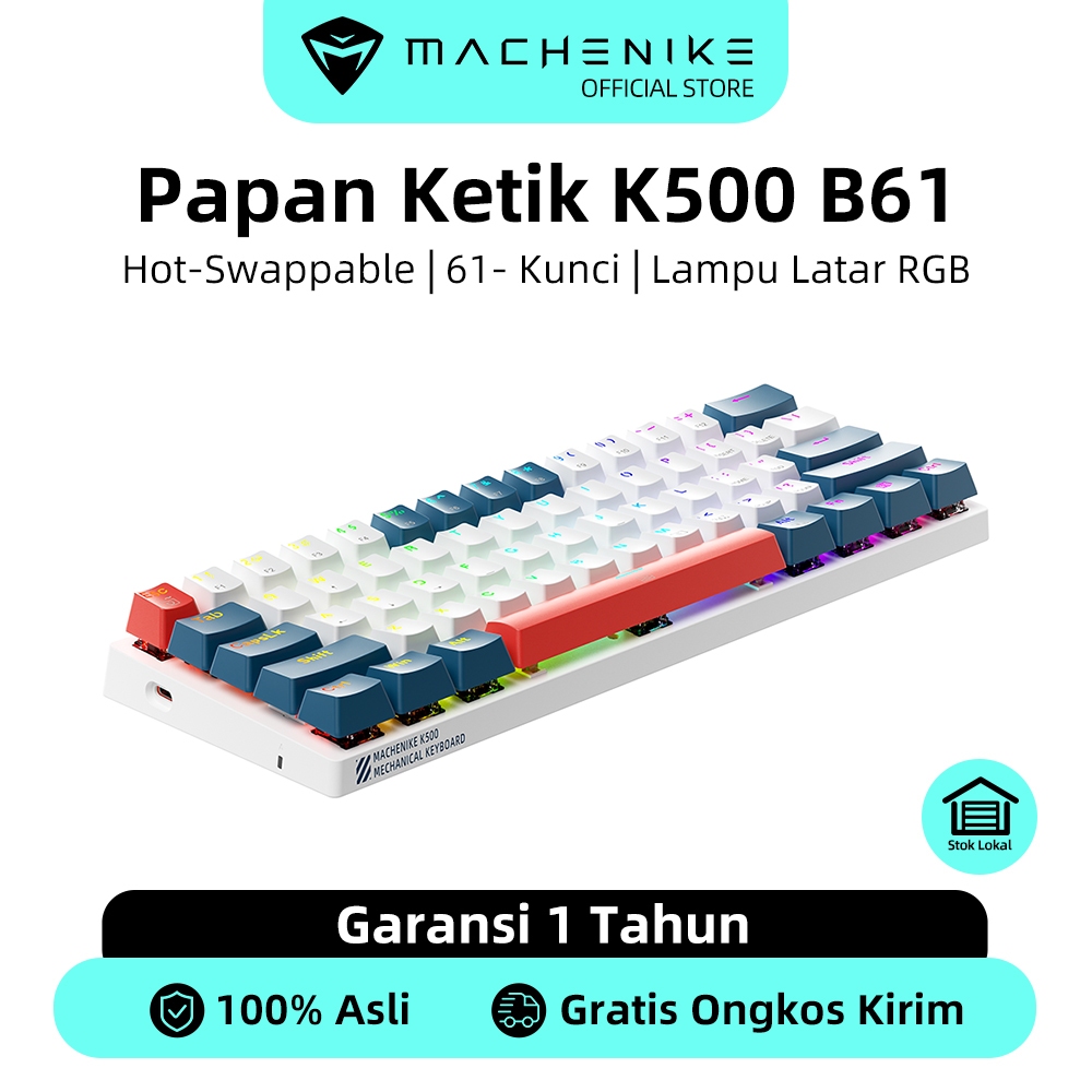 Jual Keyboard Mekanik Machenike K500 B61, 60% Tombol Keyboard Kabel ...