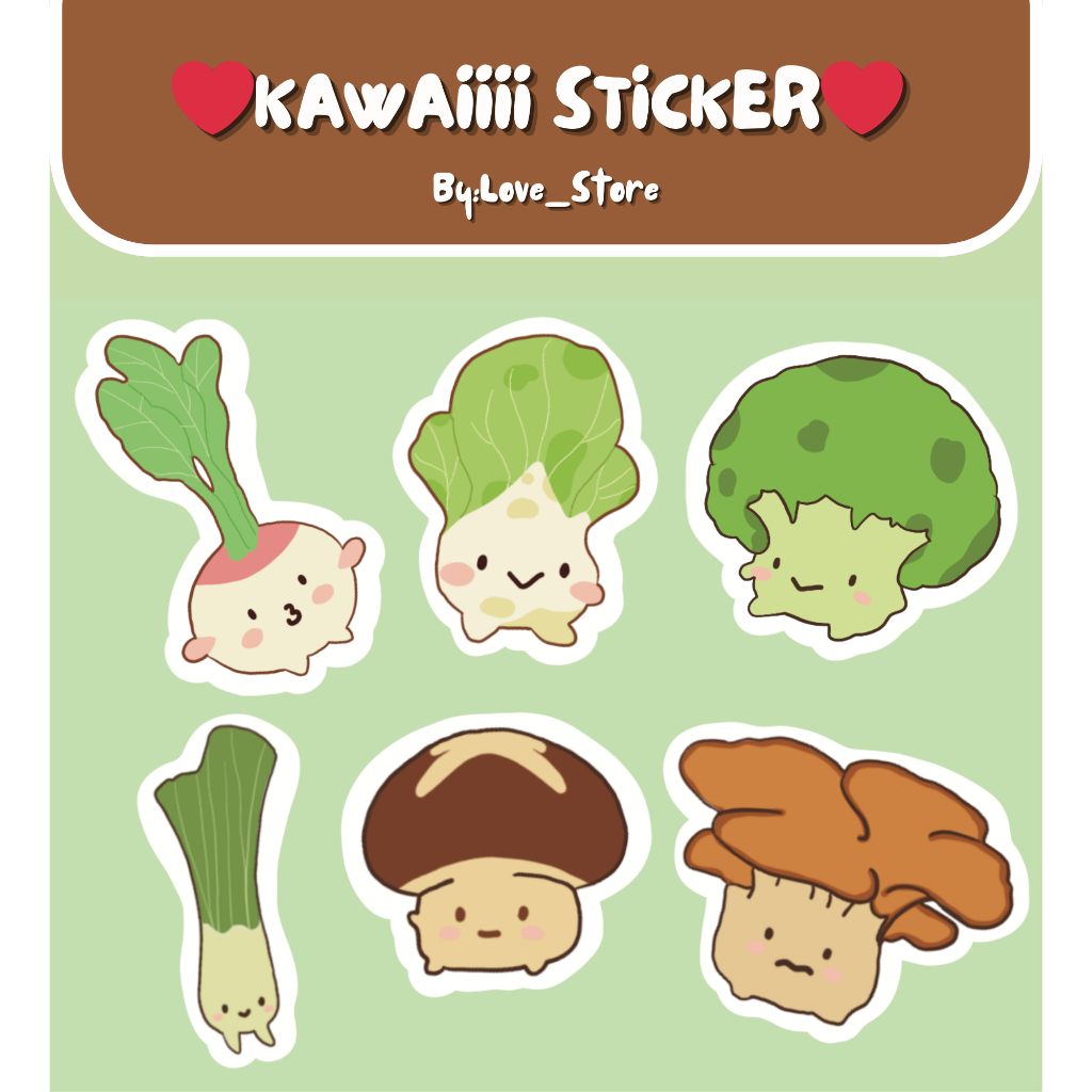 Jual Kawaiii Sticker Vegtable Theme - Printable Sticker Template (Siap ...