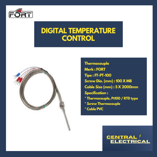 Jual FORT Thermocouple Pt100/RTD type, Screw Thermocouple 100 X M8 Merk ...