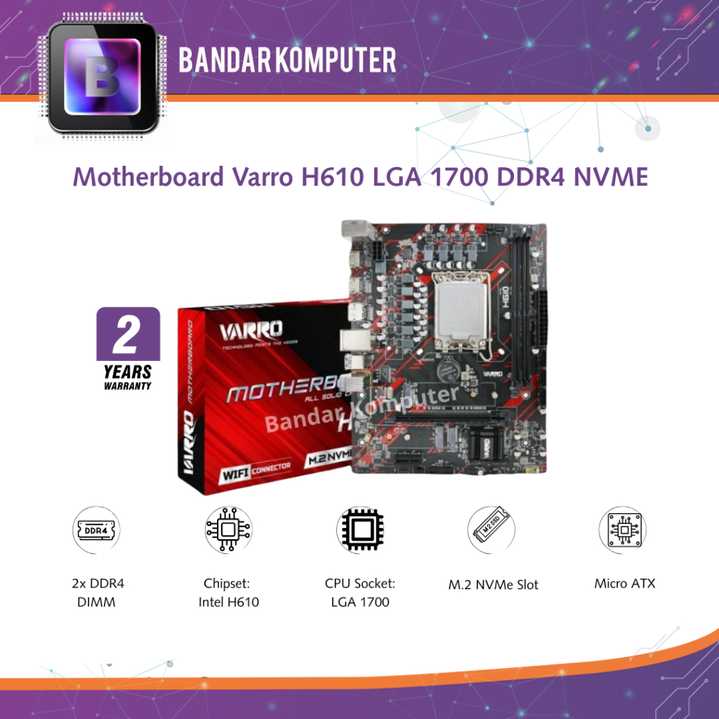 Jual Motherboard Varro H610 LGA 1700 DDR4 NVME | Shopee Indonesia