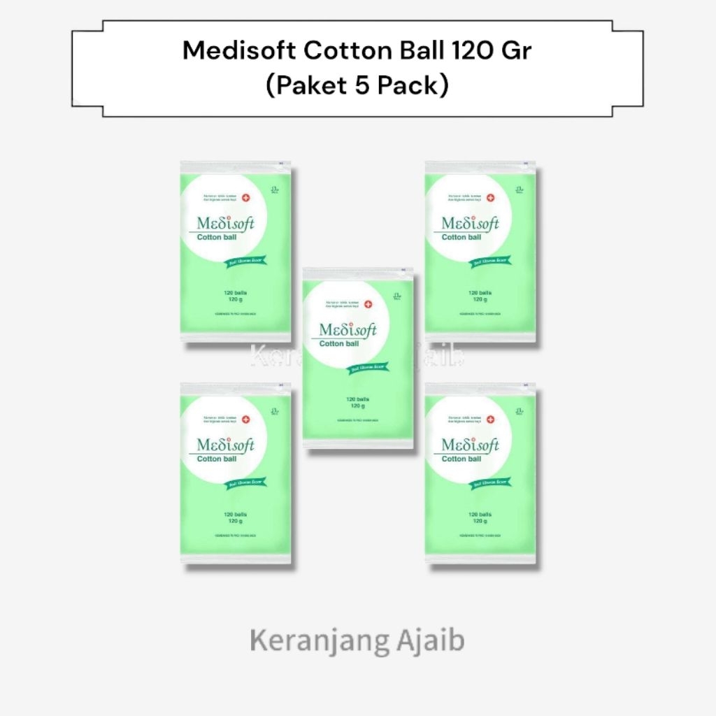 Jual Medisoft Cotton Ball Hijau - 120 Gr (Paket 5 PACK) | Shopee Indonesia