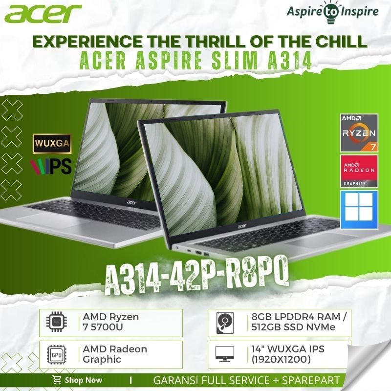 Jual Laptop Acer Aspire 3 A314-42P-R8PQ | Ryzen 7 5700U | RAM 8GB SSD ...
