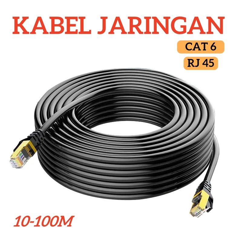 Jual 10M 15M 20M 30M 40M 50M 60M 70M 80M 100M 1000Mbps KABEL LAN Berlapis Emas Cat6 RJ45 UTP ...